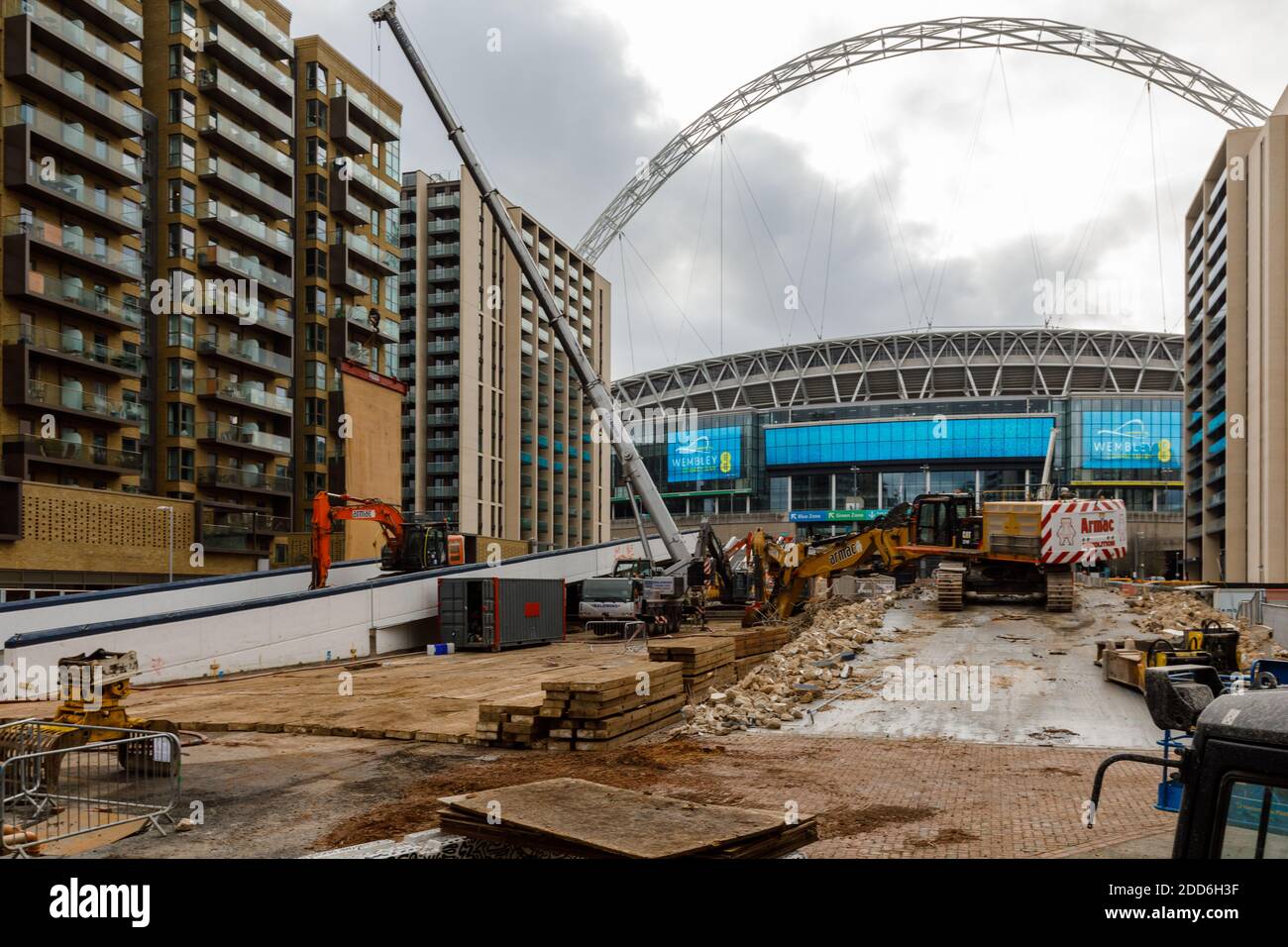 Wembley Stadium, Wembley Park, UK. 24th November 2020. Demolition of ...