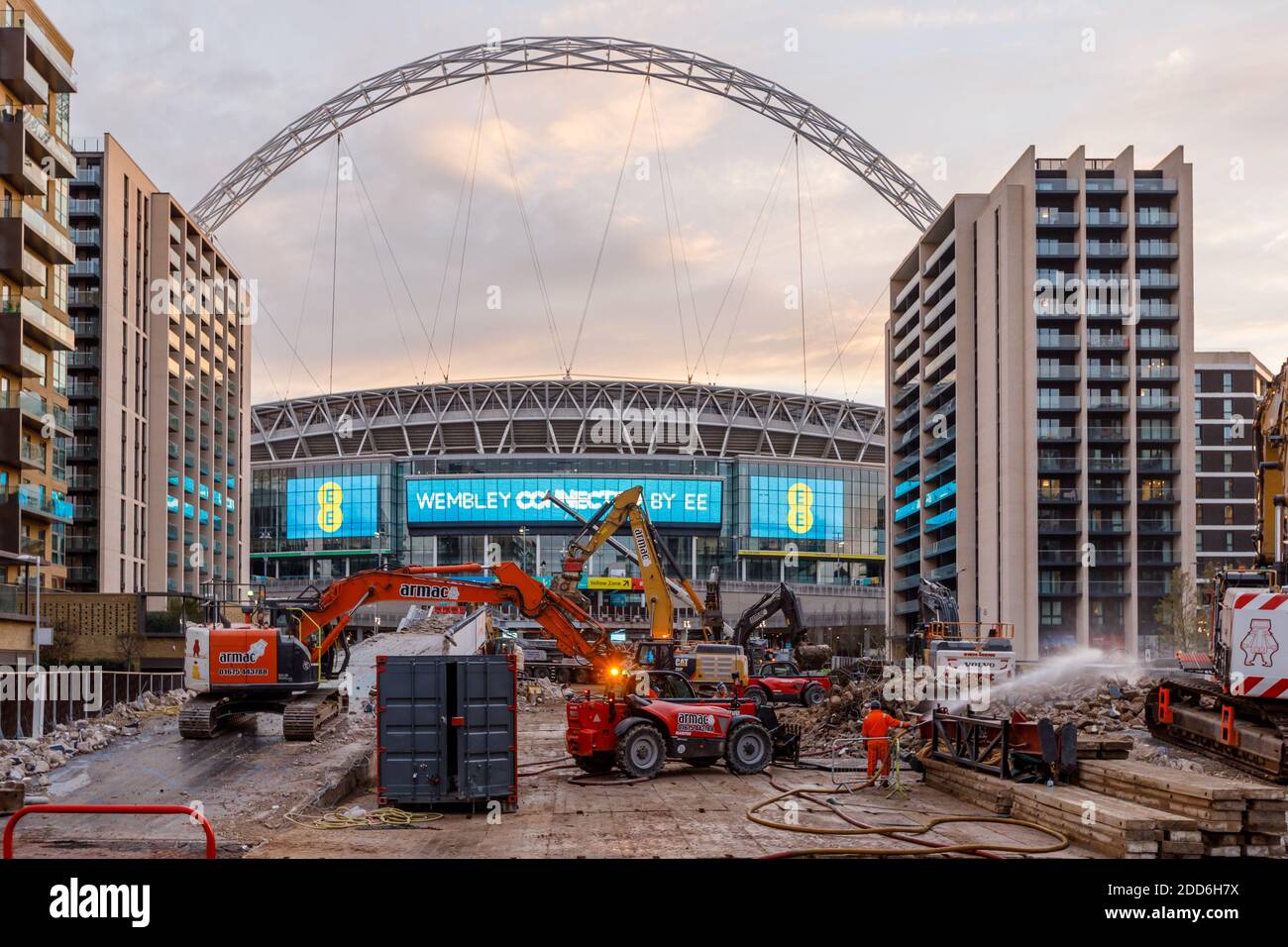 Wembley Stadium, Wembley Park, UK. 24th November 2020. Demolition of ...