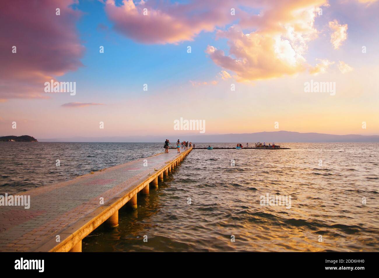 Ohrid lake at sunset Stock Photo - Alamy