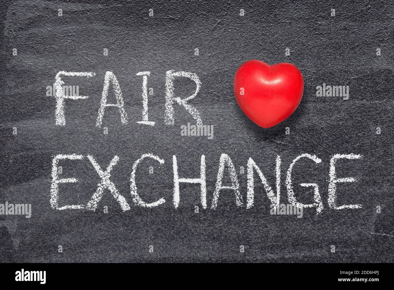 fair exchange phrase written on chalkboard with red heart symbol Stock ...