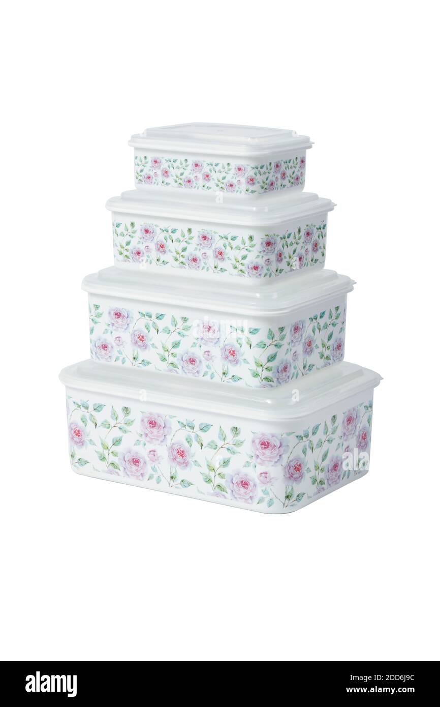 Food inside plastic containers isolated on white background Stock Photo ...