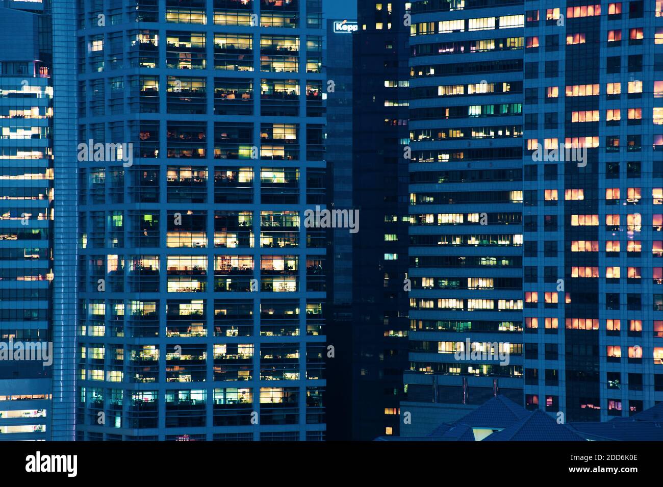 Office Blocks at Night in Singapore CBD, Southeast Asia Stock Photo - Alamy