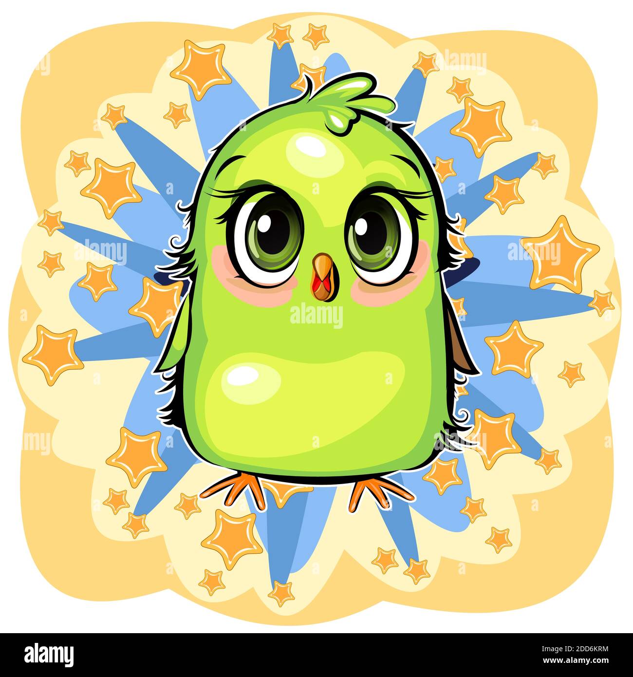 Little parrot. Funny chick. Cute and funny baby bird. The isolated ...