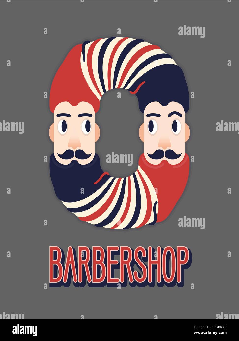 bearded hipsters twins - Barber shop retro vintage label, badge, emblem ...