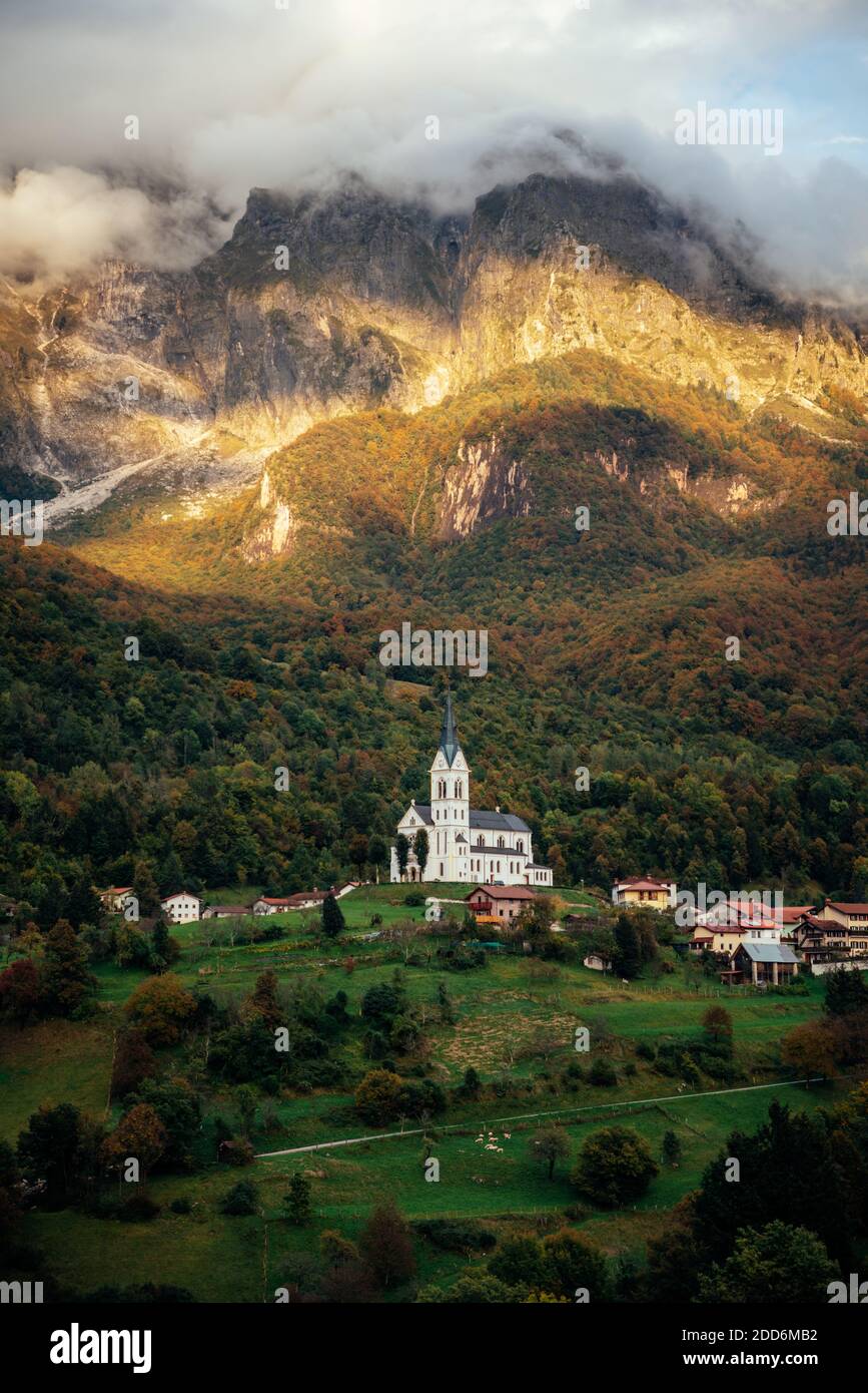 Dreznica, Slovevia. 05th, October 2020. The Church of the Sacred Heart ...