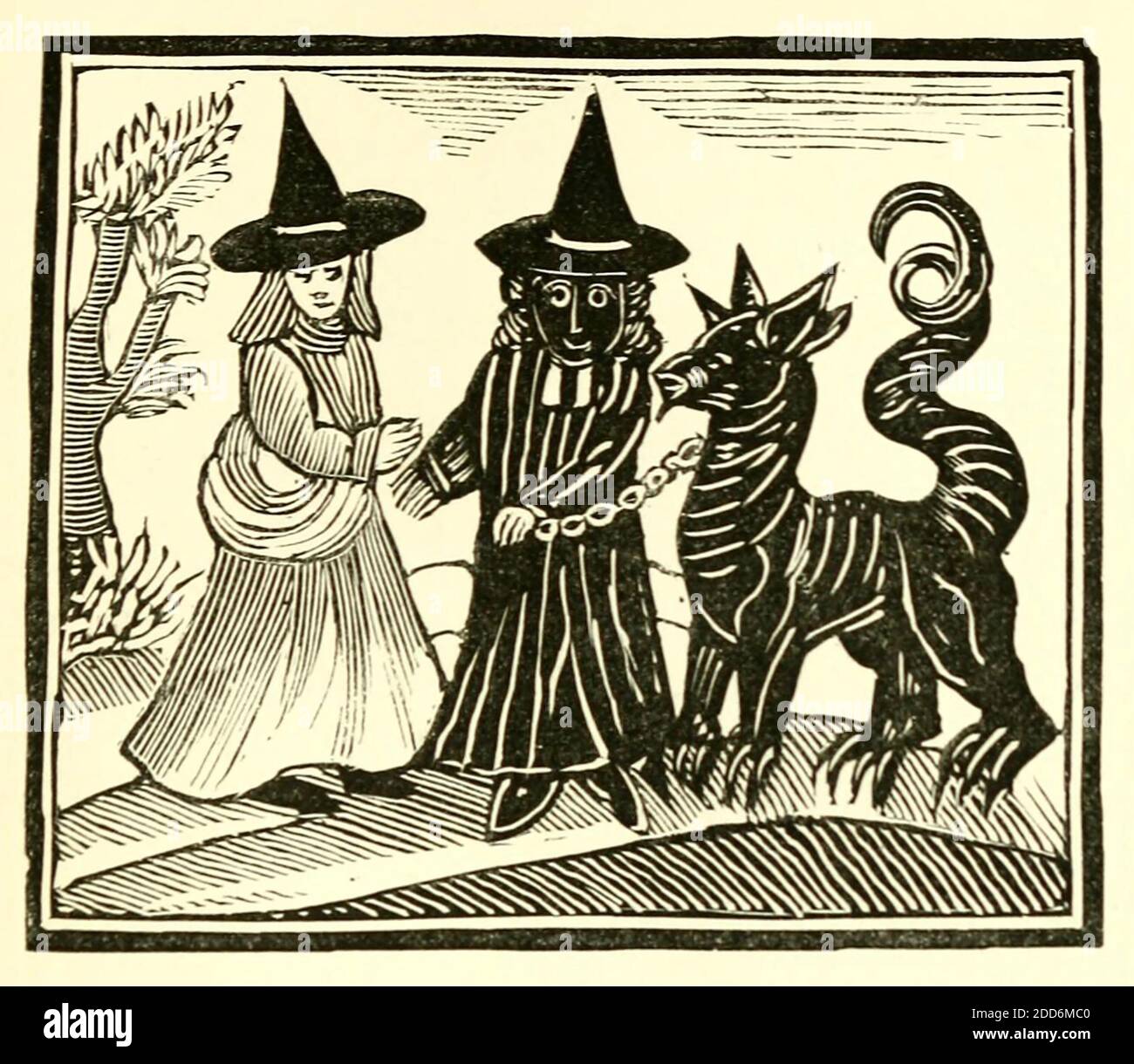 WITCH with her Familiar from a 1741 English chapbook Stock Photo - Alamy