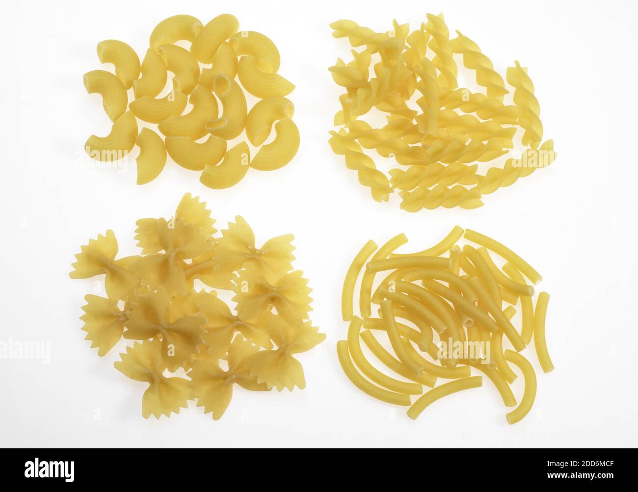 Shells, Macaroni, Spaghetti and Twisted Pasta Against White Background ...