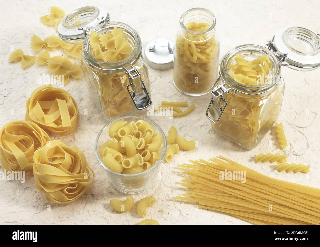 Shells, Macaroni, Spaghetti, Tagliatelle and Twisted Pasta Stock Photo ...