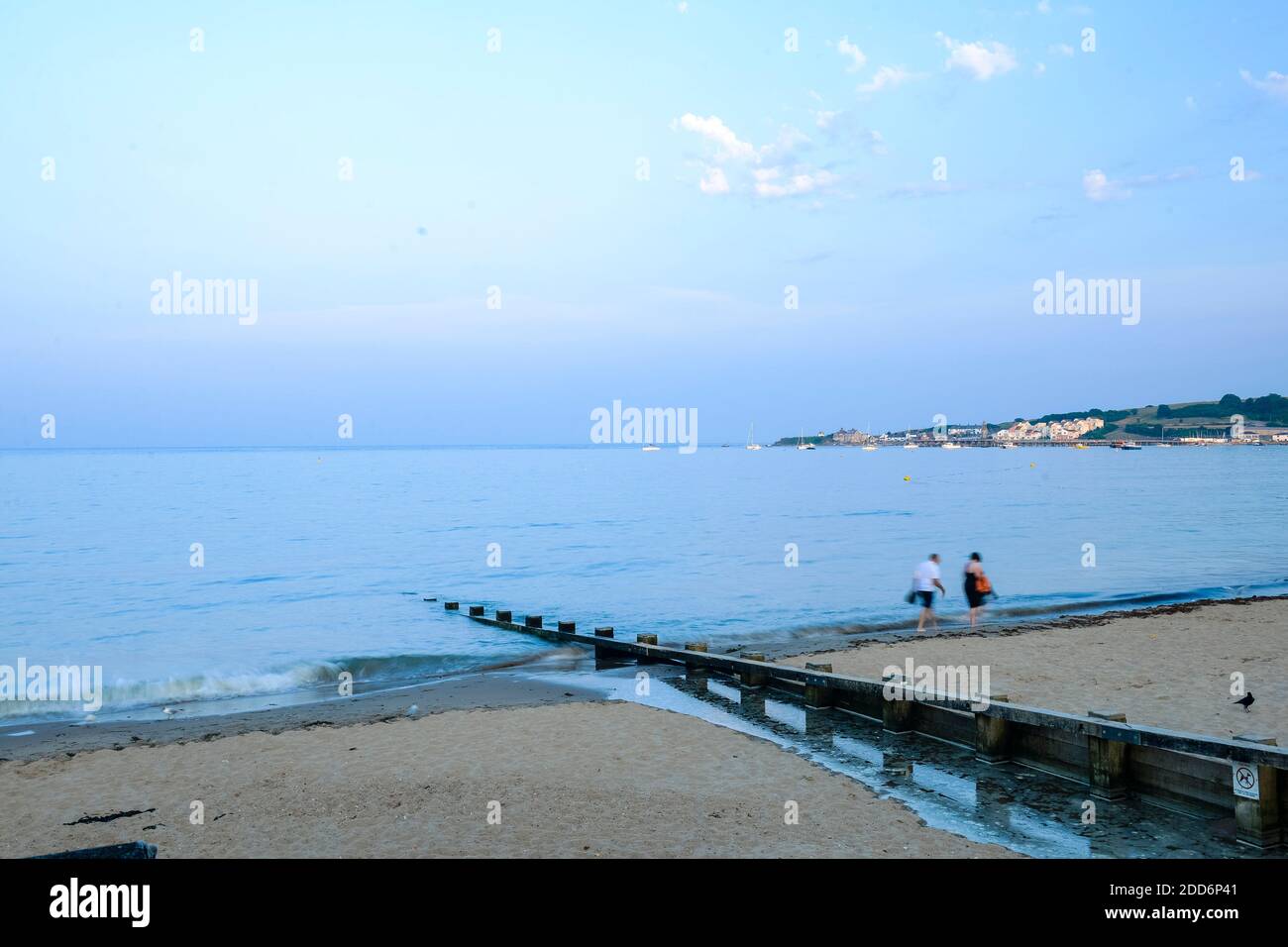 Swanage Beach wave break at sunset, Dorset, England, United Kingdom ...