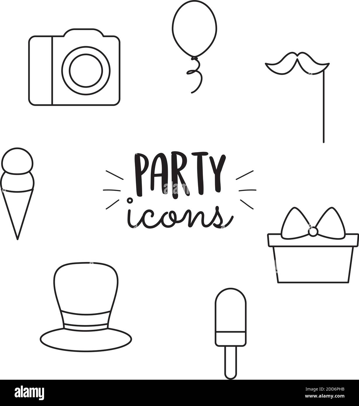 balloon and party icons over white background, line style, vector ...