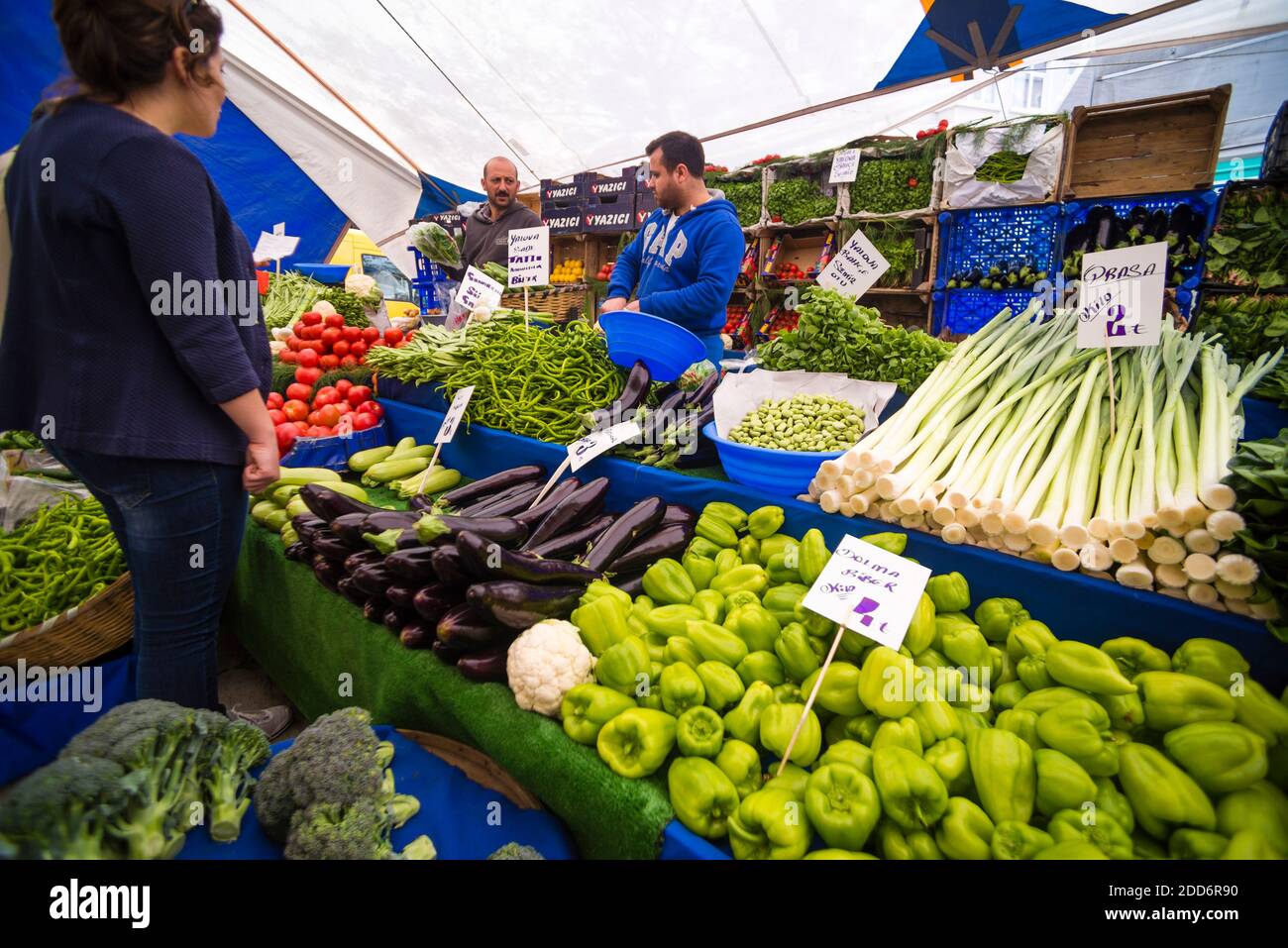 Local fruit and vegetable street market in Istanbul, Turkey, Eastern ...