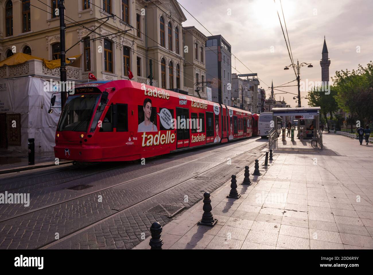 A tram on metro line T1, public transport system in Istanbul, Turkey ...