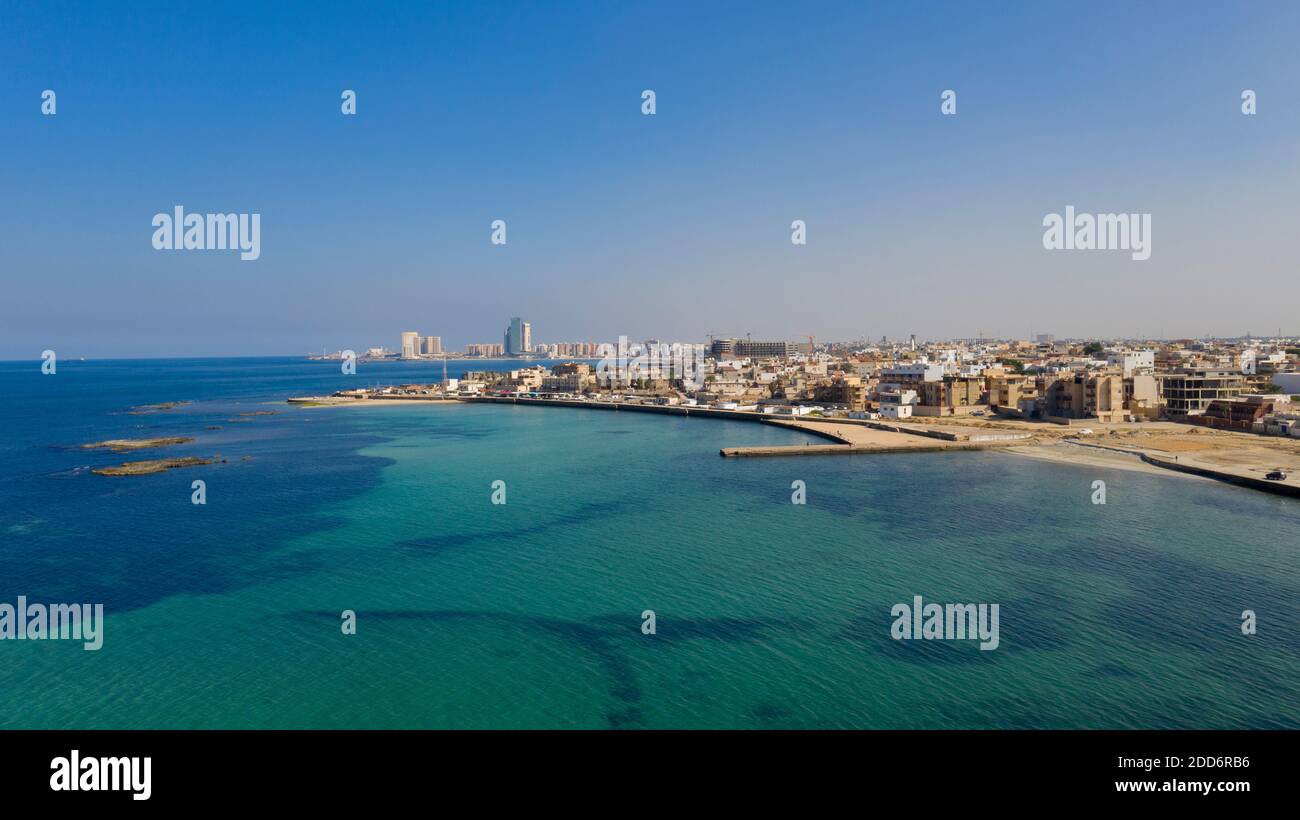 Capital of Libya, Tripoli seafront skyline view Stock Photo - Alamy