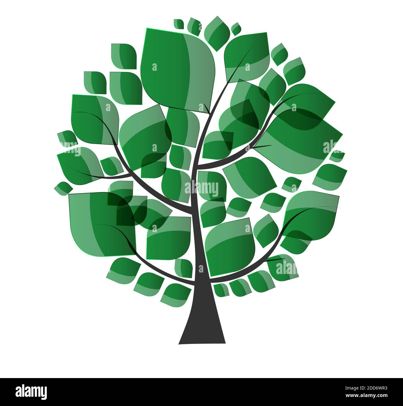 Beautiful Green Tree on a White Background Illustration Stock Photo - Alamy