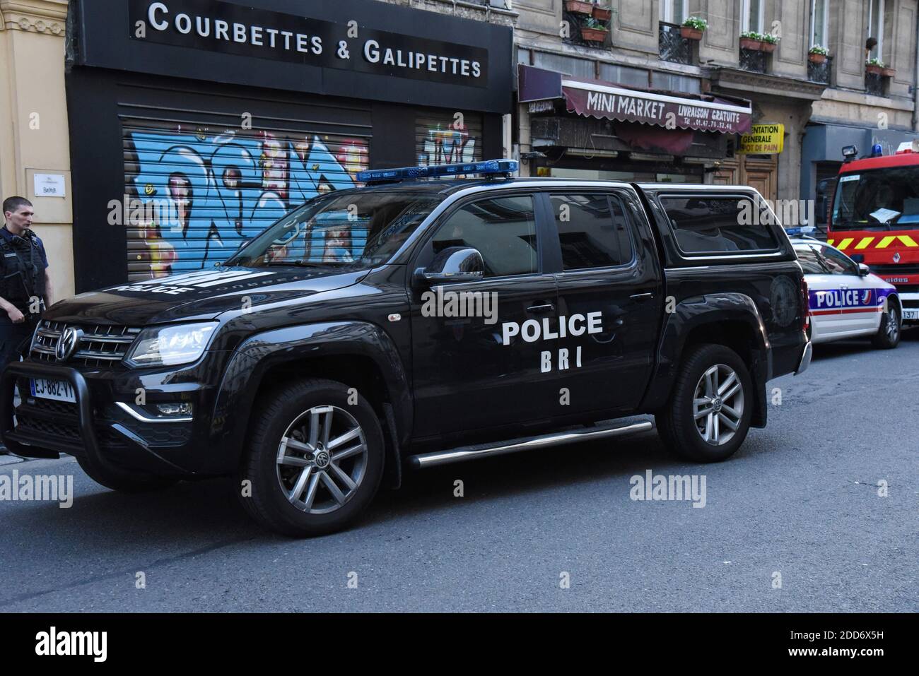 French Police officers of the GSO security and intervention brigade ...
