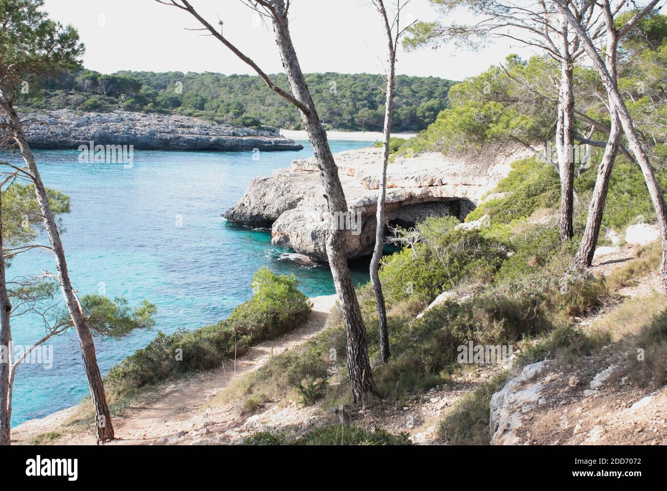 Island scenery, beach, beautiful bay seaside, Balearic Islands ...