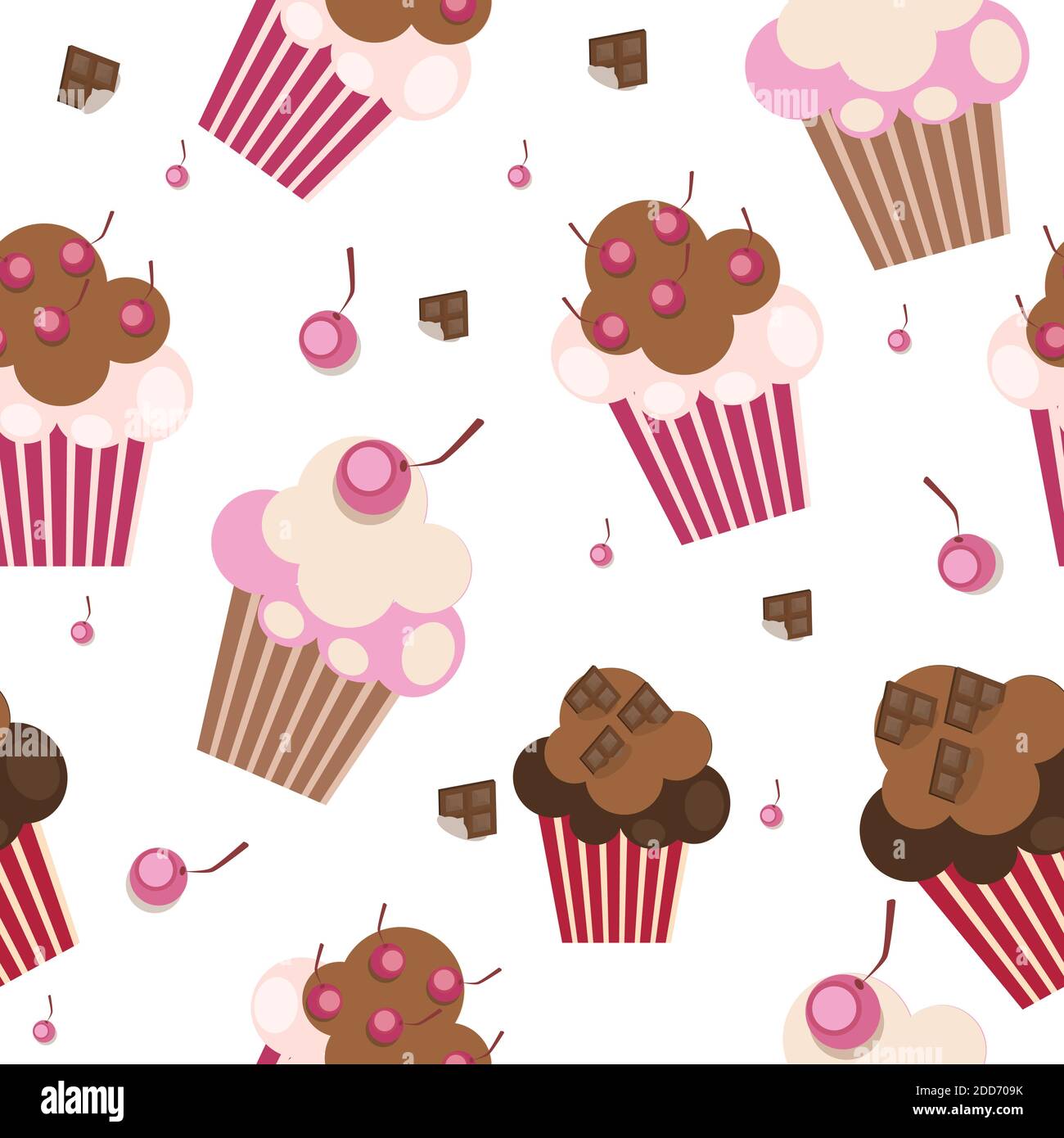 Colored Seamless Pattern with Cute Cupcakes, Illustration Stock Photo ...