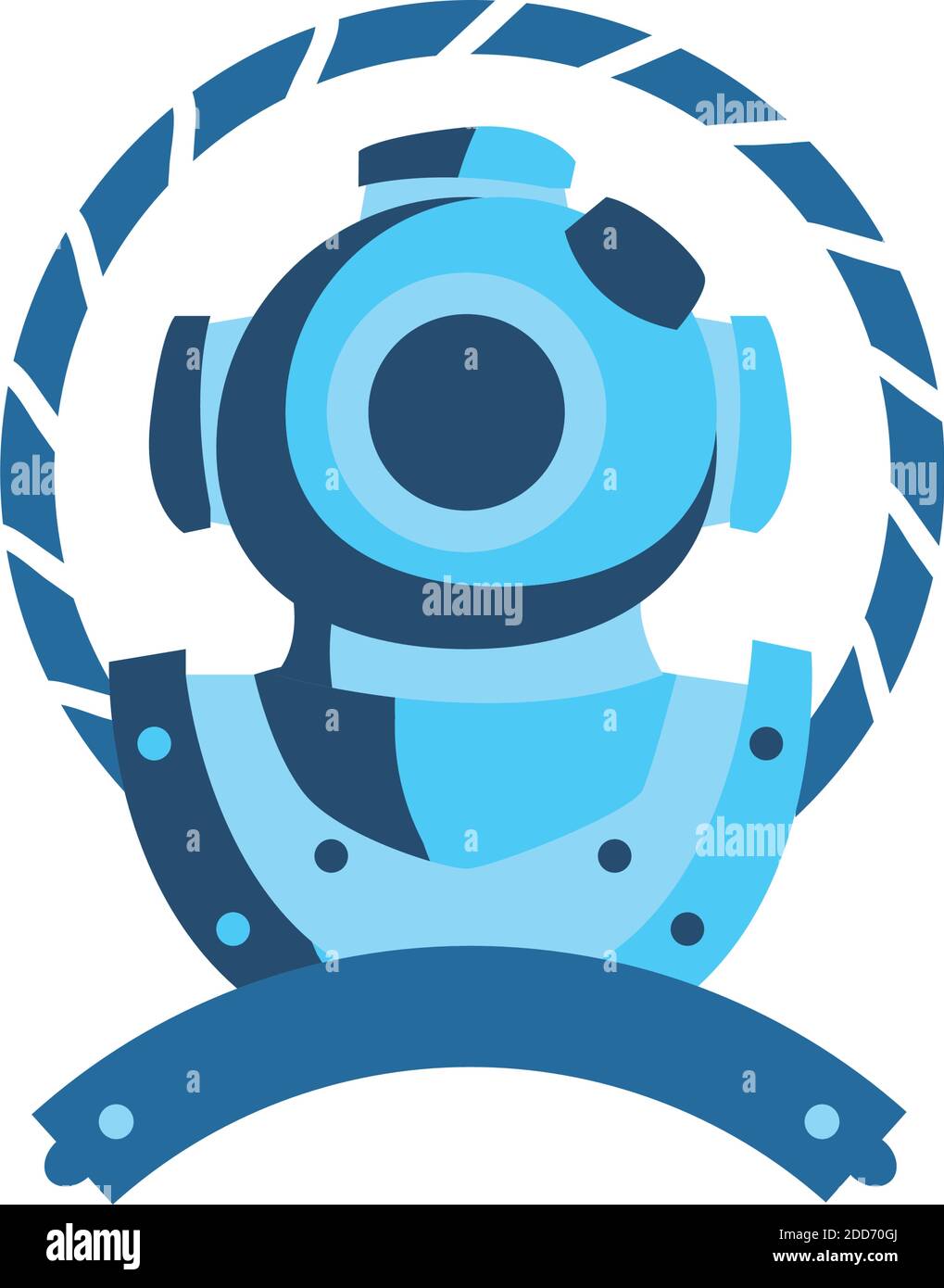 nautical underwater suit in seal stamp with ribbon design sea ocean ...