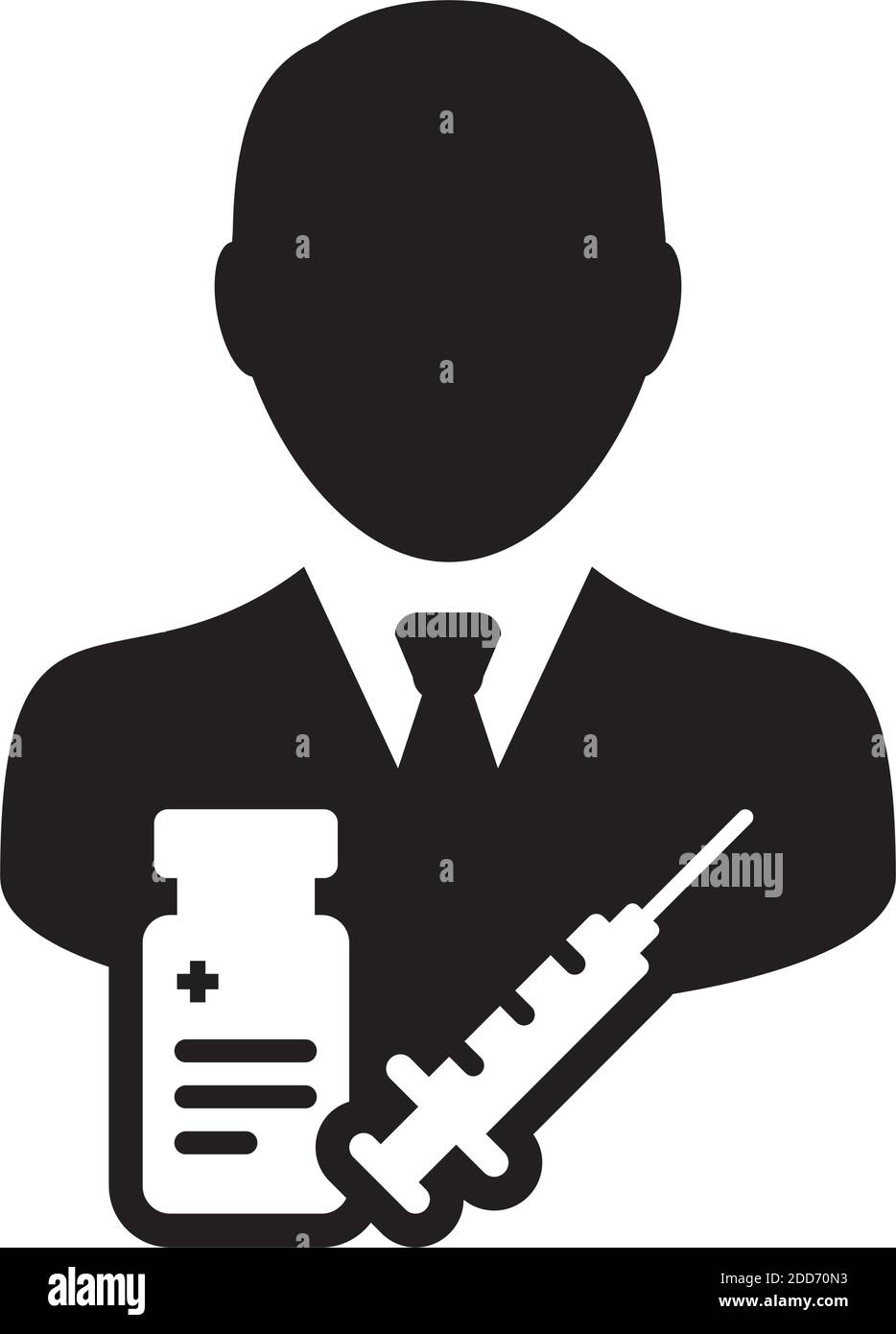 Injection icon vector with vaccine syringe male user person profile ...