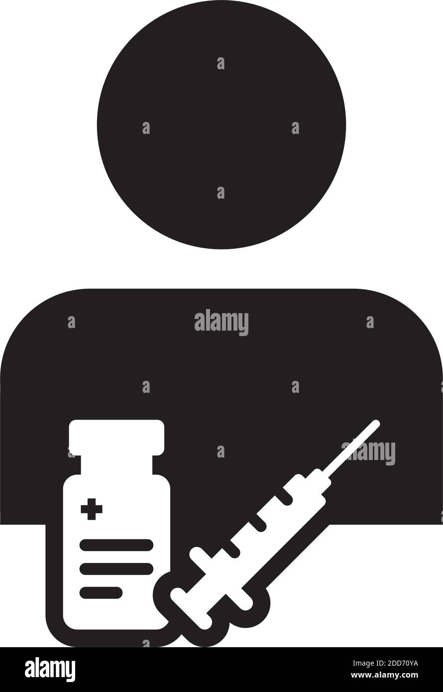 Pharmacist icon vector with vaccine syringe male user person profile ...