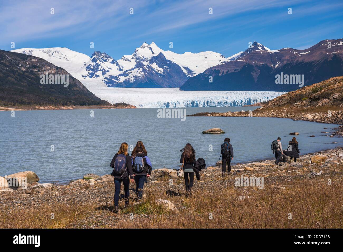Tourists on vacation in Argentina, sightseeing while visiting Perito ...