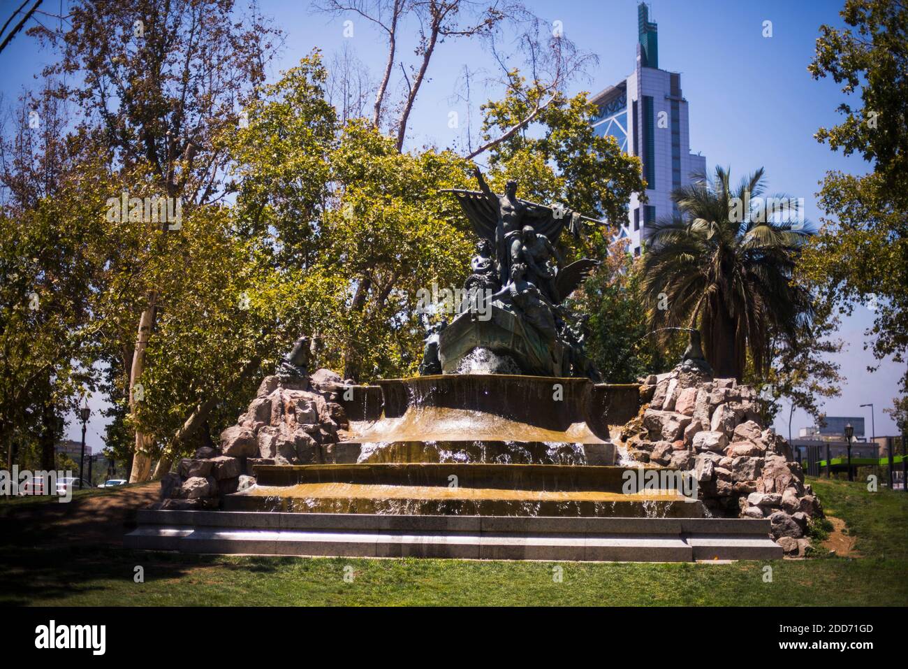 Waterfall statue in Parque Forestal, Santiago, Santiago Province, Chile ...