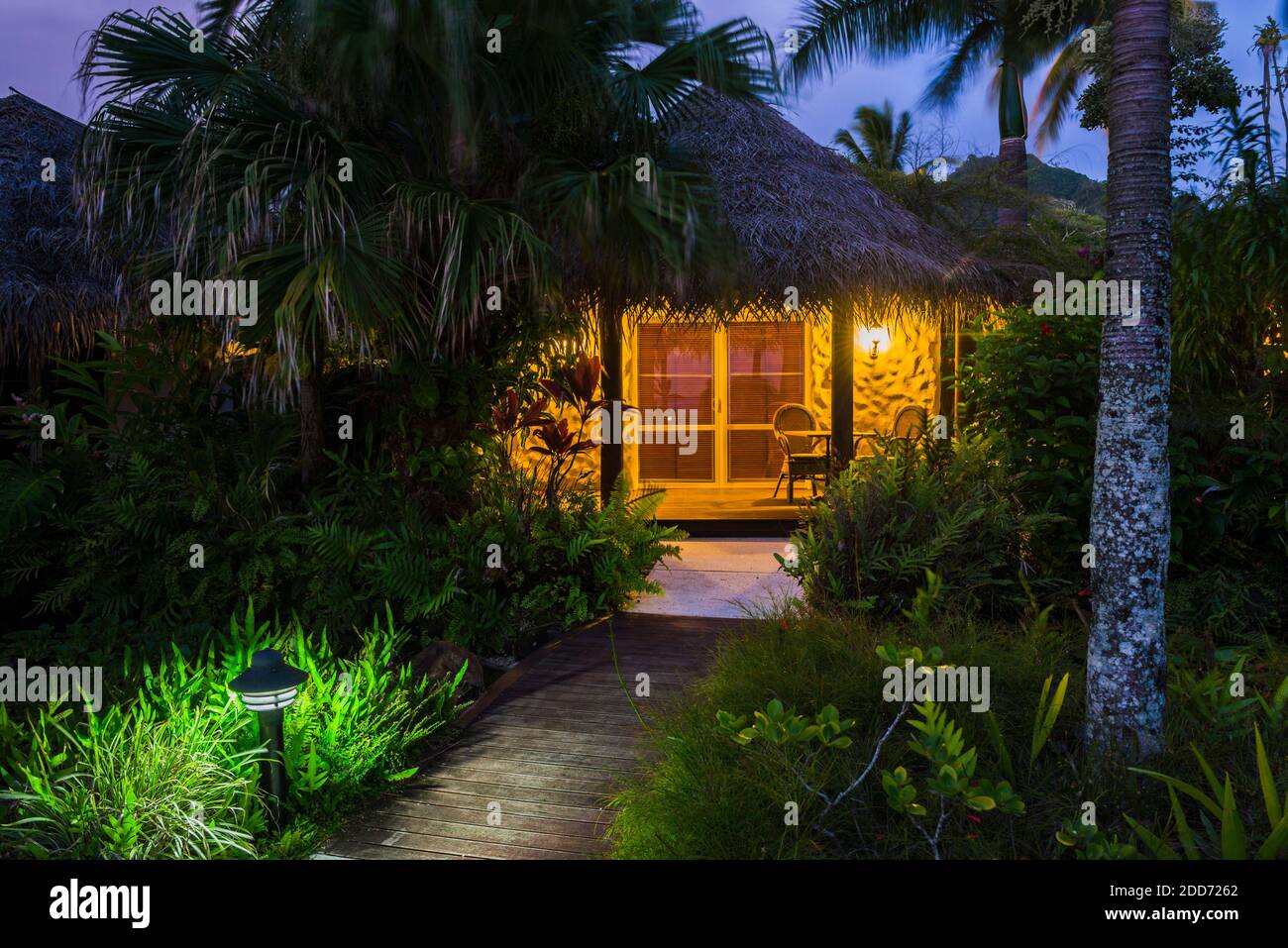 Royale Takitumu Luxury Villas at night, Titikaveka, Rarotonga, Cook ...