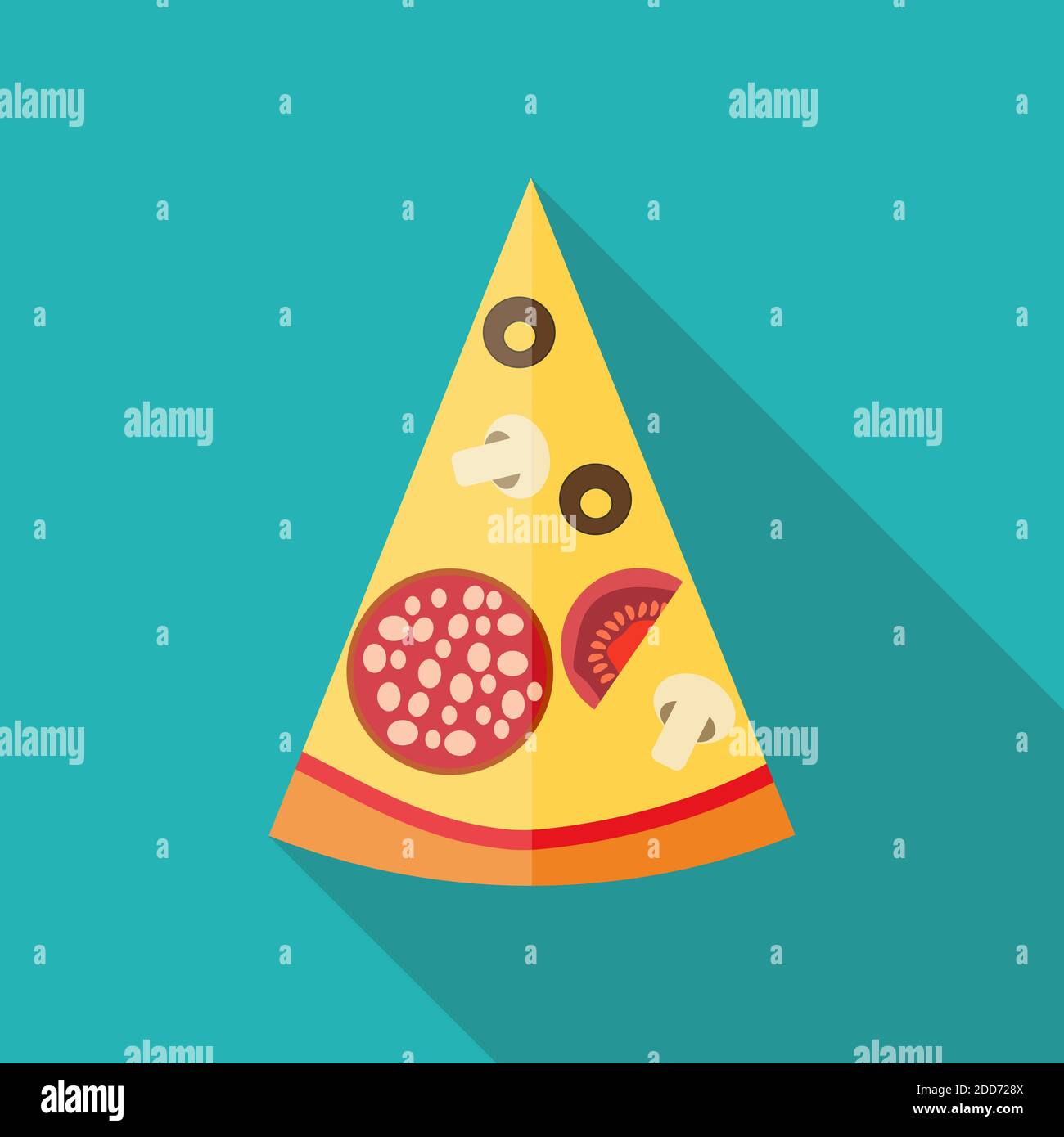 Pizza Flat Icon with Long Shadow, Illustration Stock Photo - Alamy