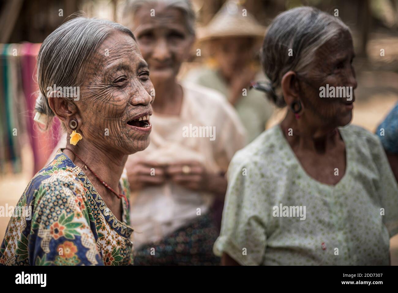 Tattooed woman of a Chin Tribe Village, Chin State, Myanmar (Burma ...
