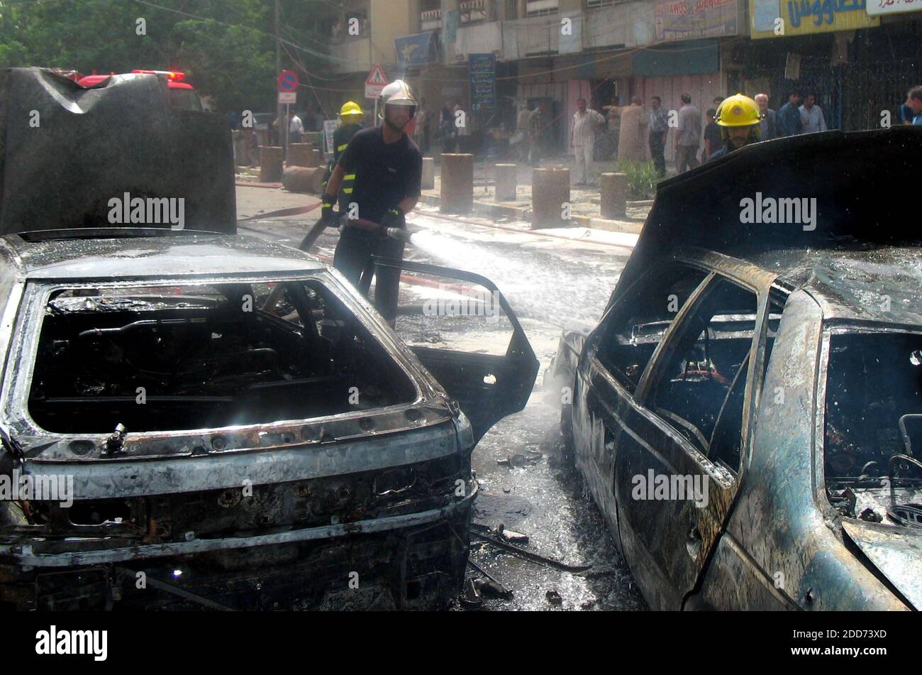 NO FILM, NO VIDEO, NO TV, NO DOCUMENTARY - Iraqi firefighters use water ...
