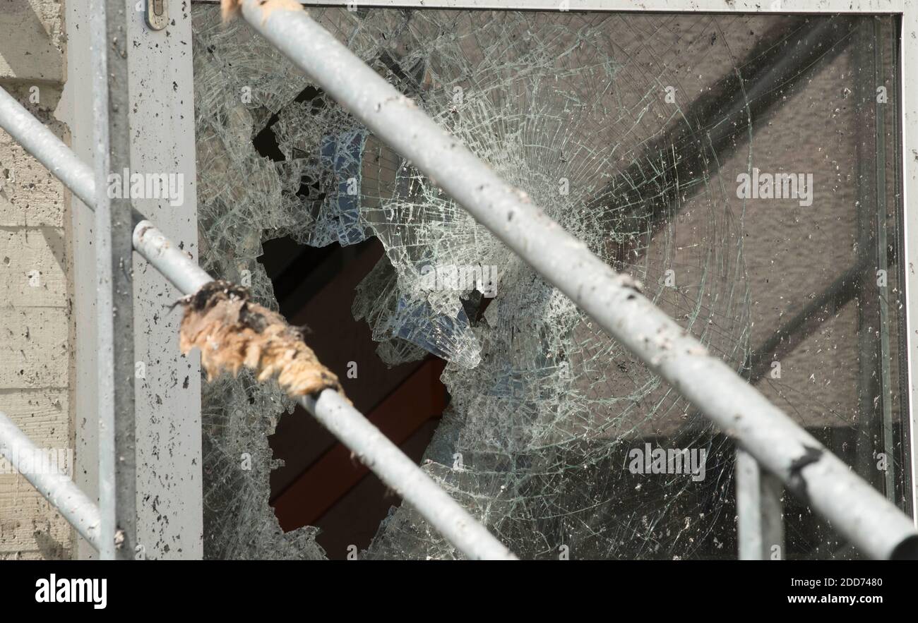 glass breakage of a glass pane or a glass panel Stock Photo - Alamy