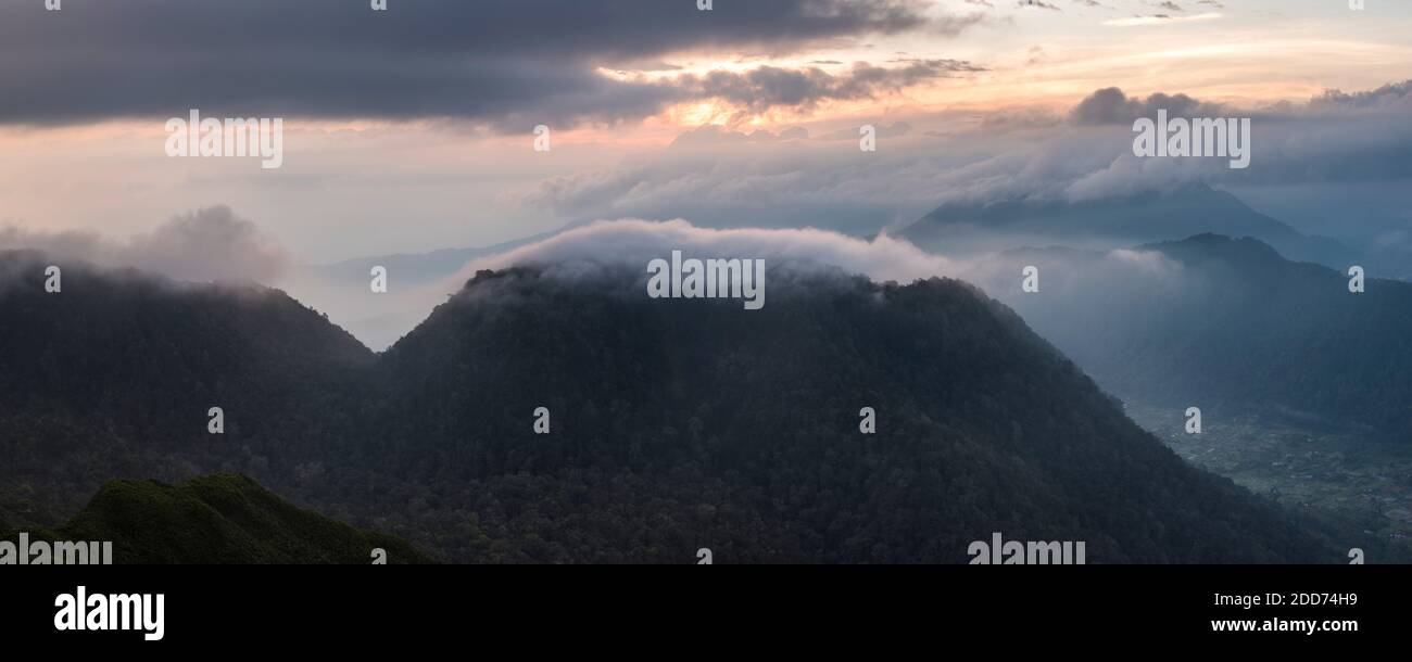 Top of Sibayak Volcano at sunrise, Berastagi (Brastagi), North Sumatra ...