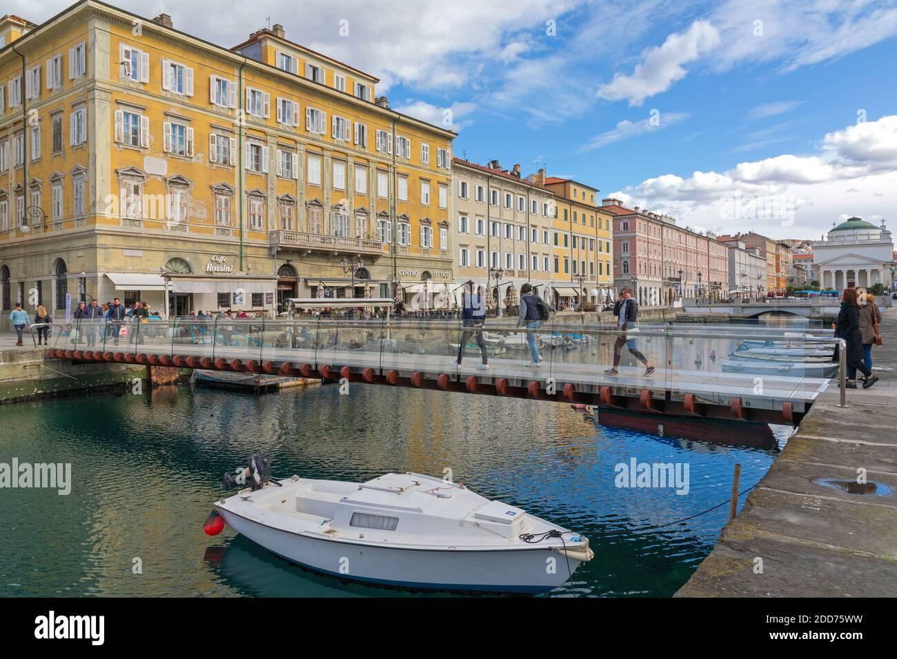 Trieste, Italy - March 7, 2020: Pedestrian Bridge Over Canal Grande at ...