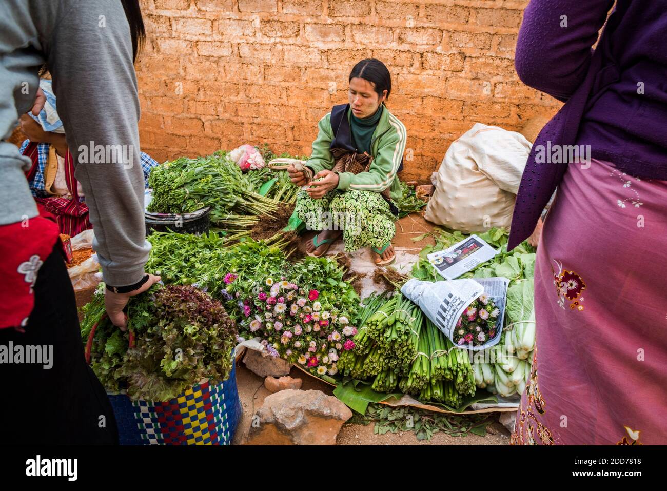 Fruit and vegetable market at Pindaya, Shan State, Myanmar (Burma Stock ...