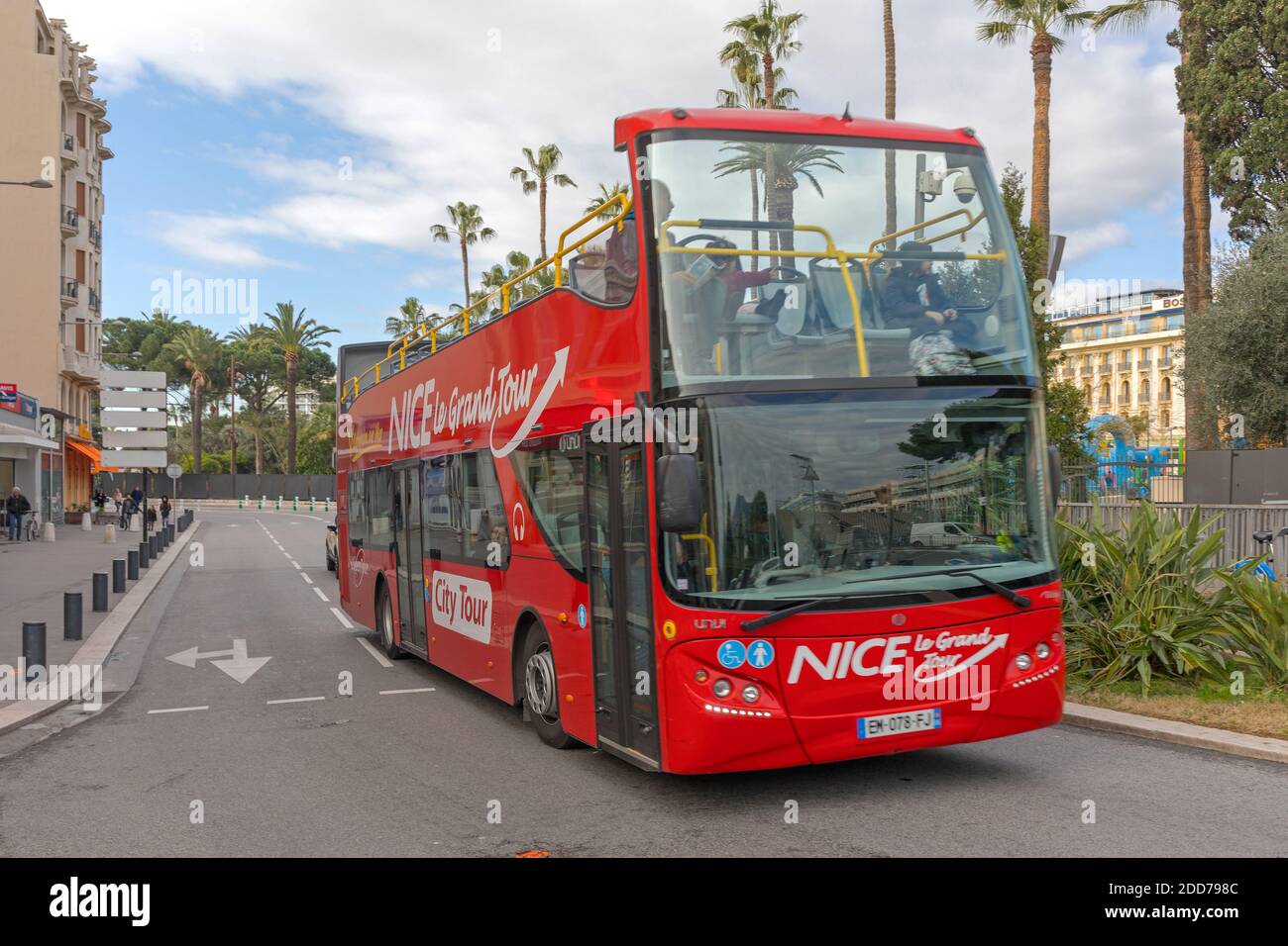 Nice, France - January 31, 2018: Big Red Open Top Tourist Bus Le Grand ...