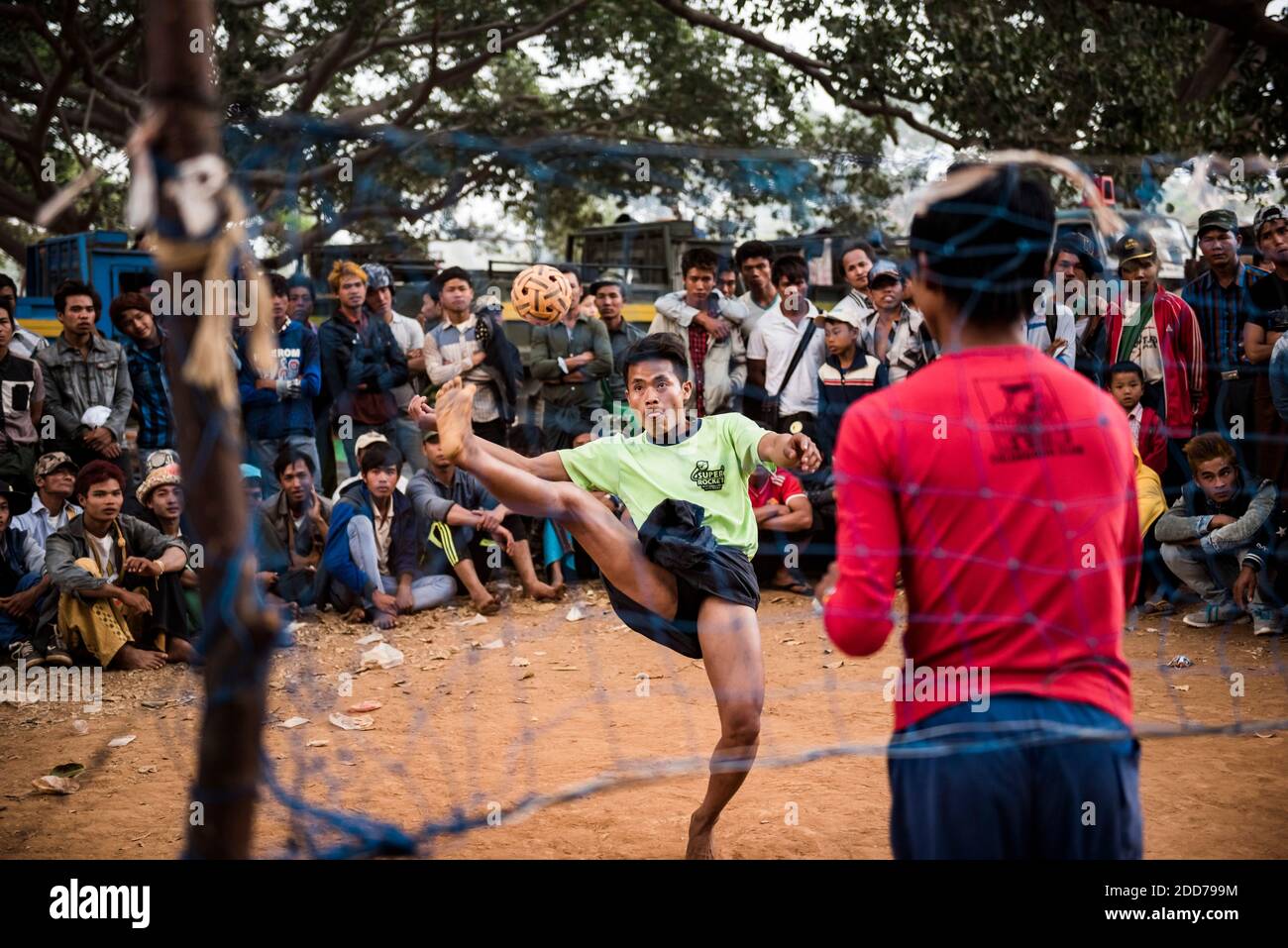 Chin Lone, traditional sport in Myanmar played with a bamboo ball ...