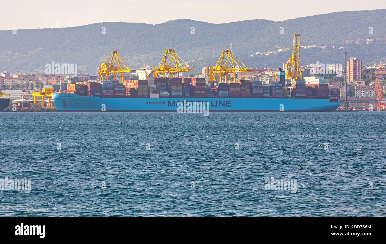Trieste, Italy - June 17, 2019: Loading Container Ship Maersk Line at ...