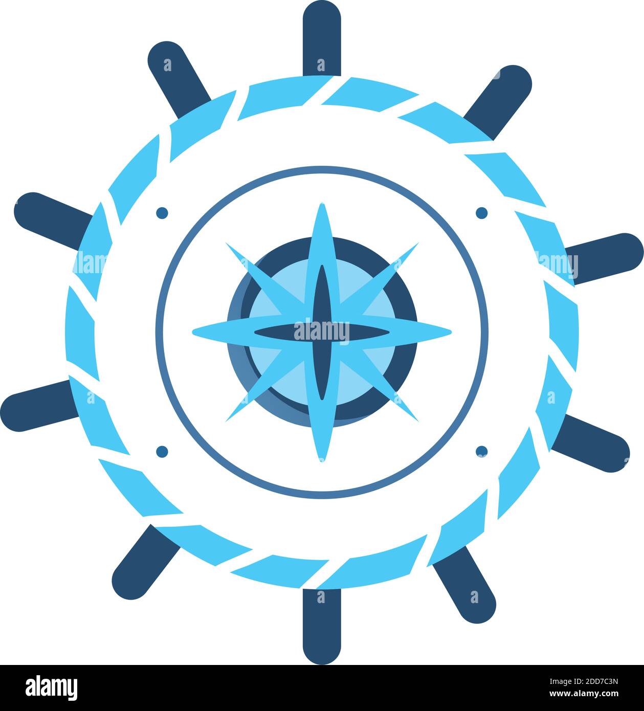 nautical compass in seal stamp rudder design sea ocean navigation ...