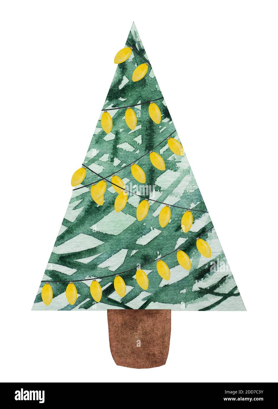 Beautiful drawing of a Christmas tree. Close-up. Congratulations for ...