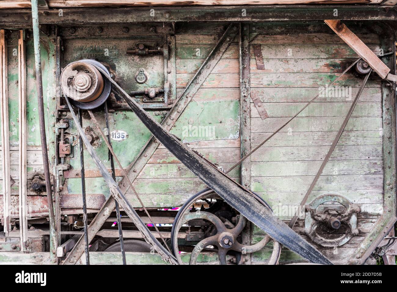Old wooden grinding machine on a farm in Sarbi, Maramures, Romania ...
