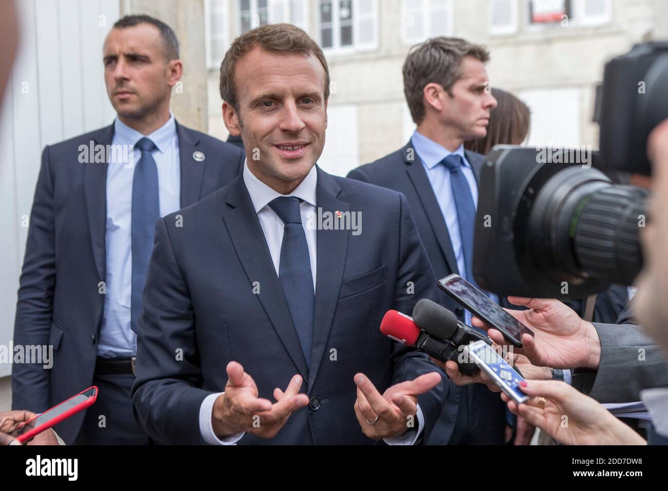 French President Emmanuel Macron arriving for a visit of Pierre Loti's ...