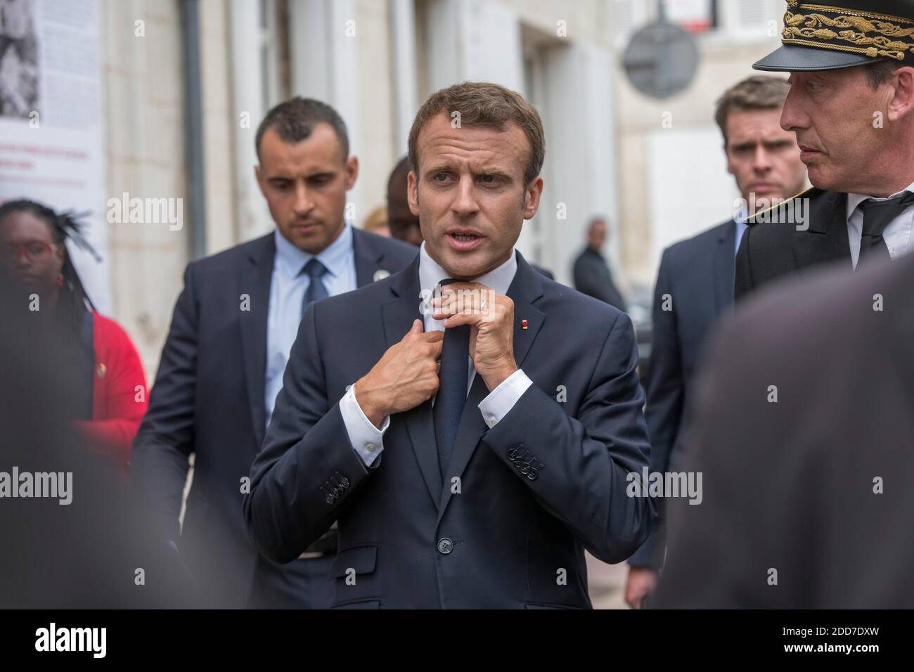 French President Emmanuel Macron arriving for a visit of Pierre Loti's ...