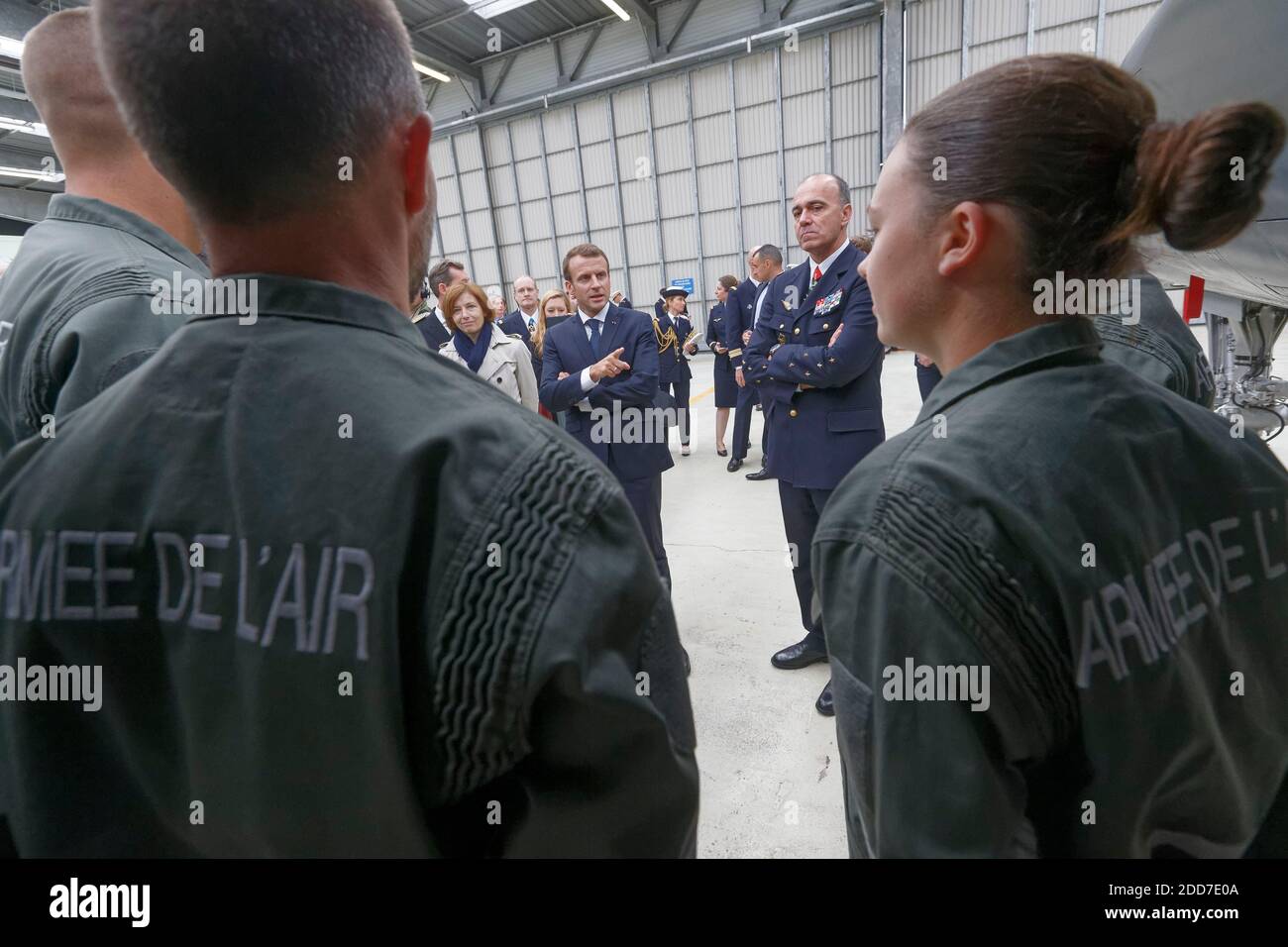 French President Emmanuel Macron visits the Air Force officers' school ...