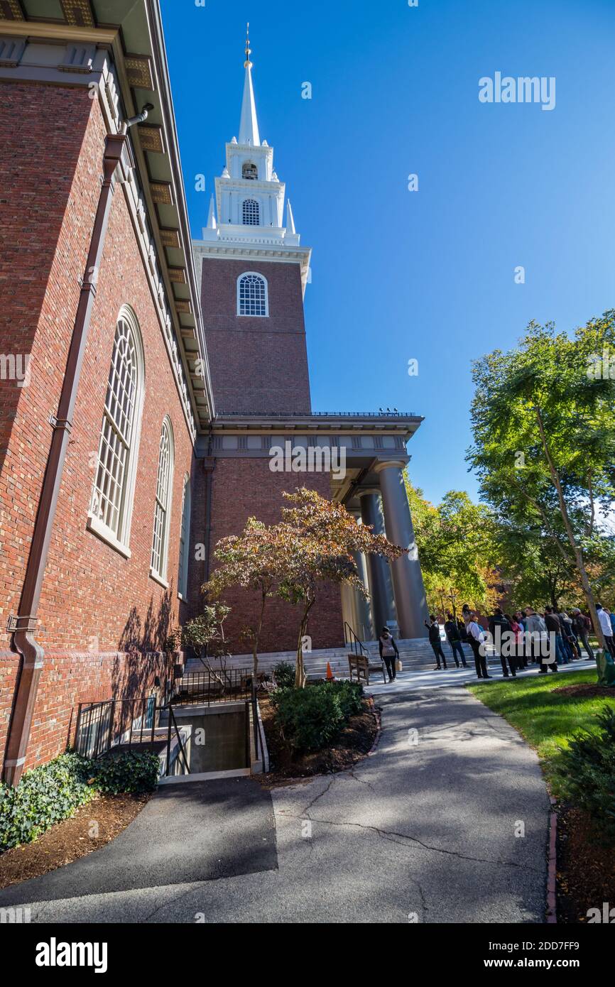 Famous clock tower of Harvard University, Cambridge, MA, USA Stock ...