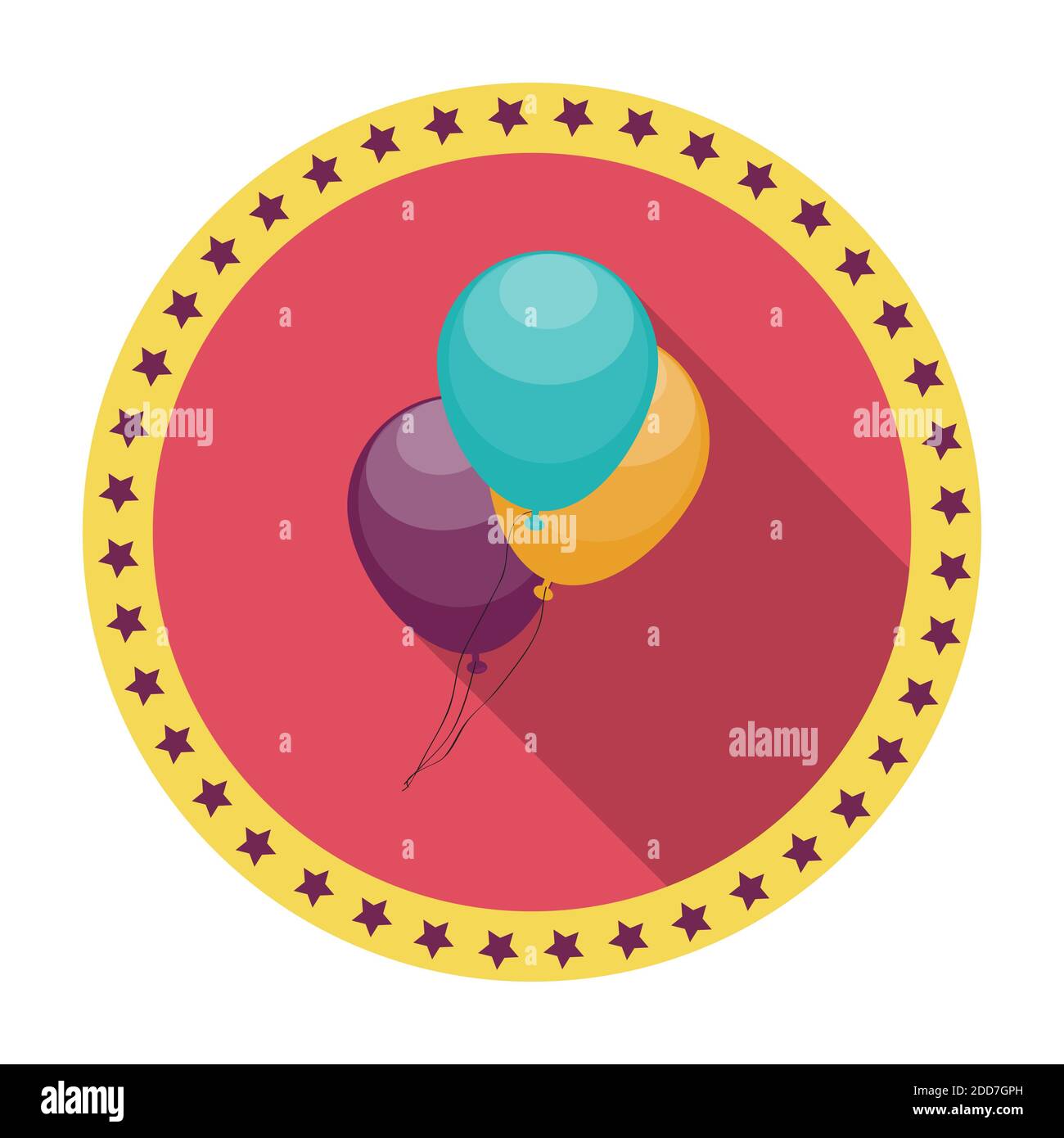 Balloons Flat Icon with Long Shadow, Illustration Stock Photo - Alamy