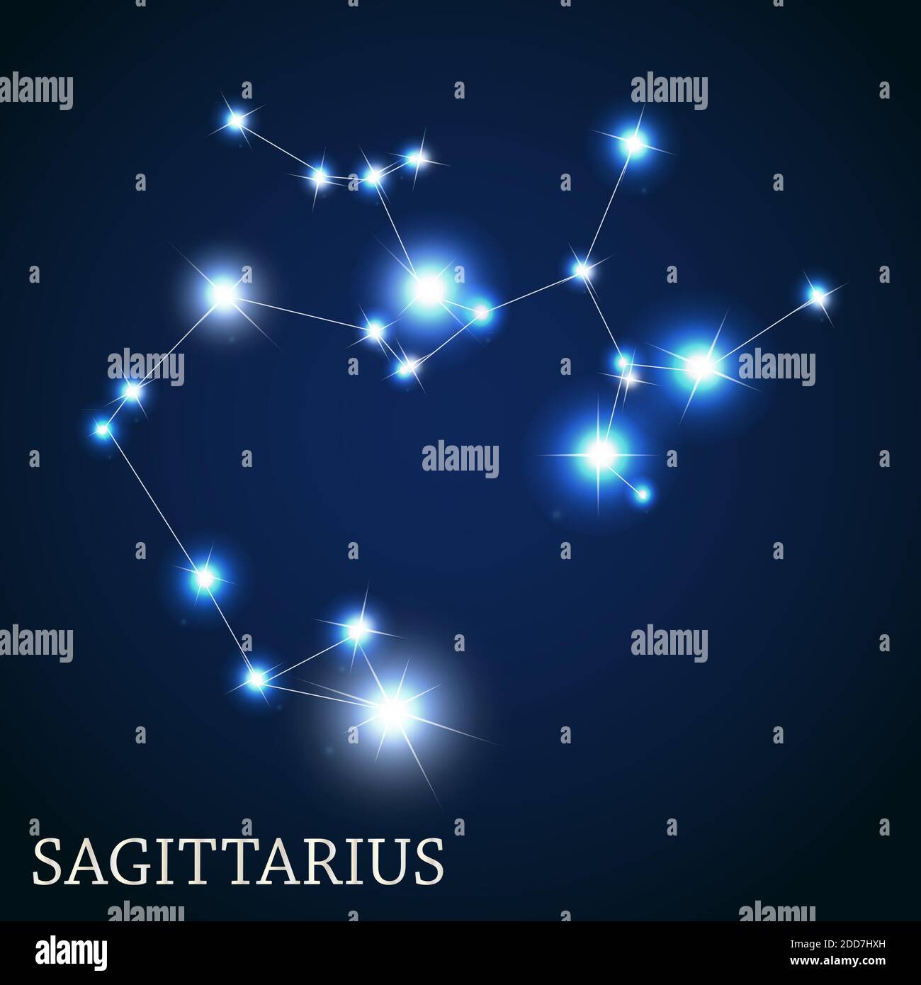 Sagittarius Zodiac Sign of the Beautiful Bright Stars Illustration ...