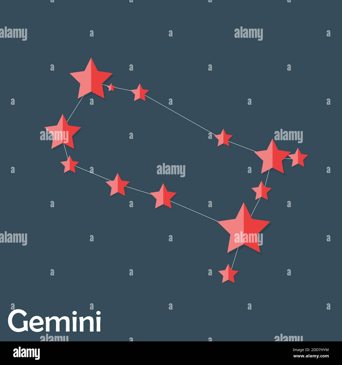 Gemini Zodiac Sign of the Beautiful Bright Stars Illustration Stock ...