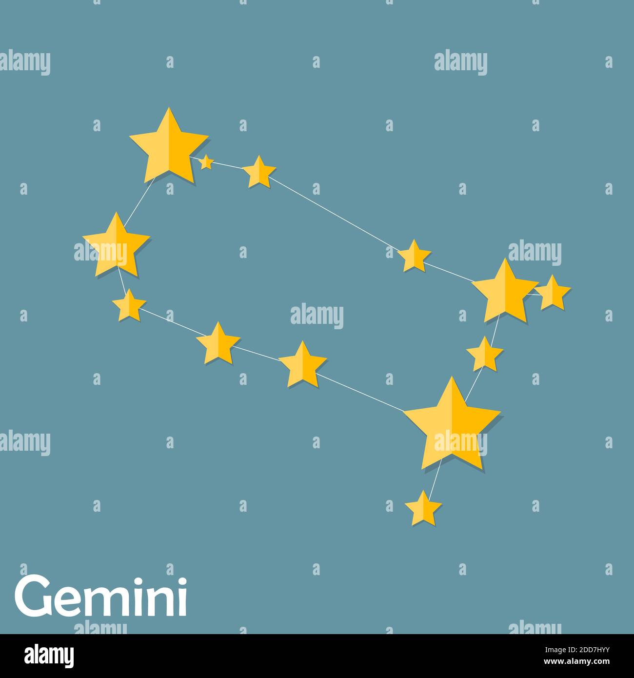 Gemini Zodiac Sign of the Beautiful Bright Stars Illustration Stock ...