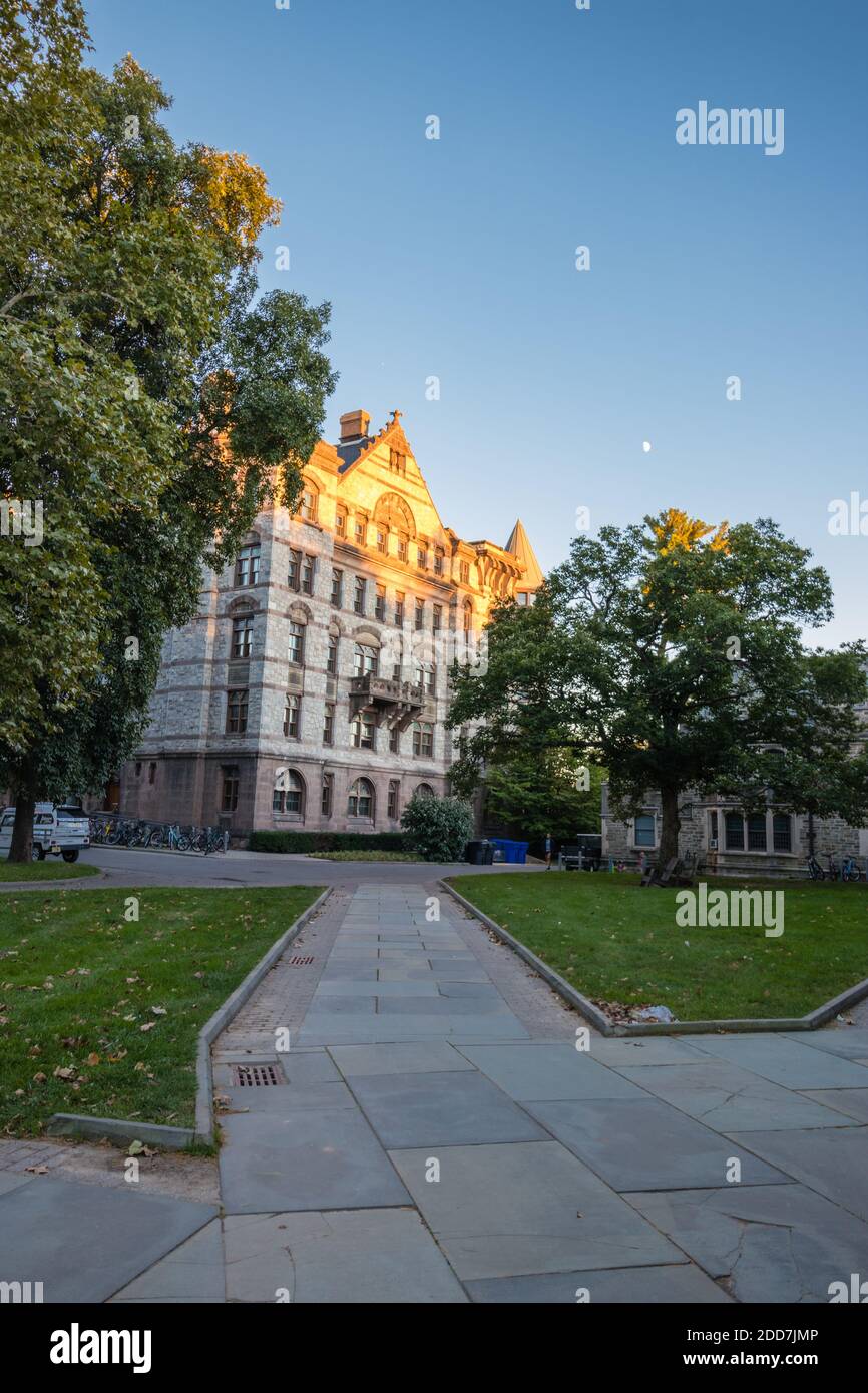 Bright evening sun on the traditional stone architecture, Princeton ...