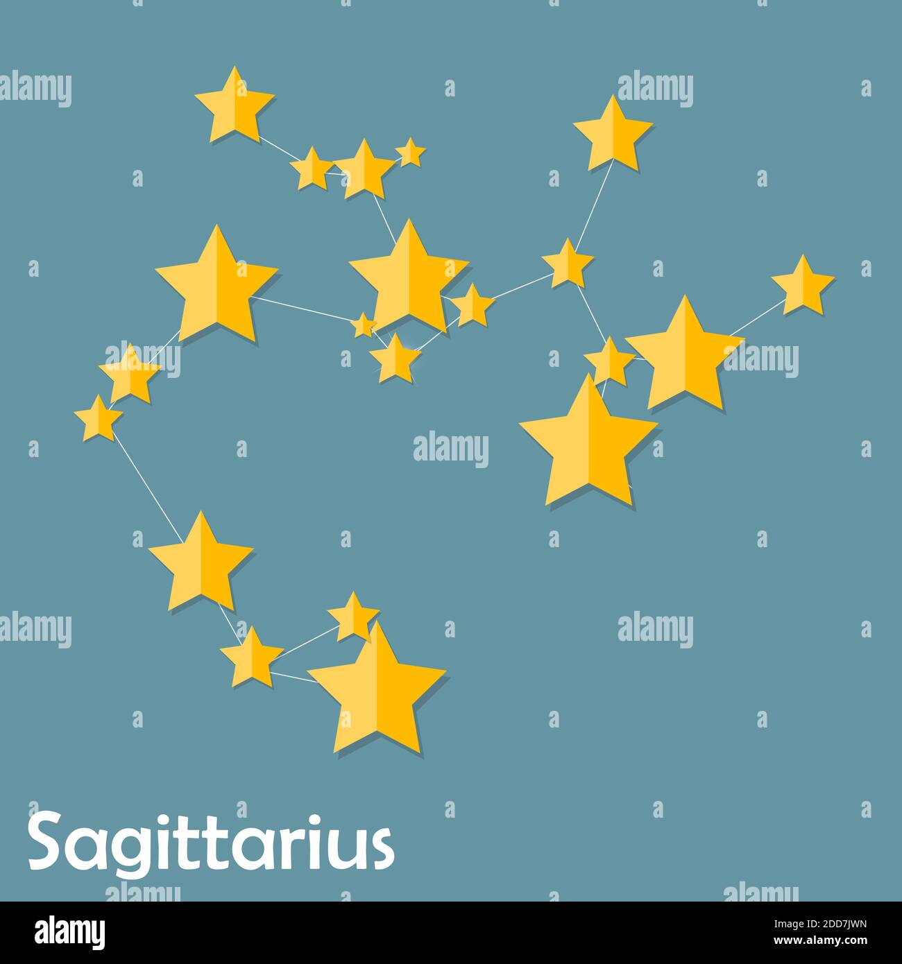 Sagittarius Zodiac Sign of the Beautiful Bright Stars Illustration ...